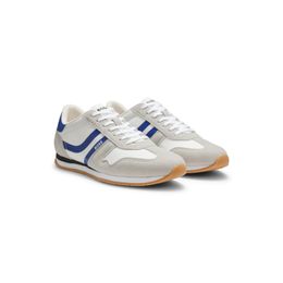Sneaker BOSS Orange "Levon_Runn_", Herren, Gr. 44, grau, blau, wei&szlig;, Lederimitat, Textil, Schuhe Sneaker, Freizeitschuh, Halbschuh, Schn&uuml;rschuh mit Kontrastbes&auml;tzen