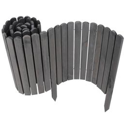 Aquagart 4 x Holz Rollzaun Grau 40x200 cm Beeteinfassung f&uuml;r Beet-& Rasenabgrenzungen I Flexible Beetumrandung f&uuml;r Wege