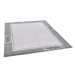 Wollteppich Theko "Royal Nepali 3029", grau, B:60cm H:15mm L:90cm, Schurwolle, Teppiche, reine Wolle, handgetuftet, modernes Design, mit Bord&uuml;re