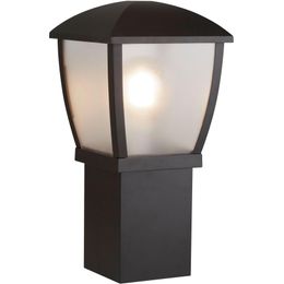 Pollerleuchte Searchlight "Seattle Post - Black Metal & Clear Frosted Polycarbonate", schwarz (schwarz und klar, mattiert), B:32cm H:45cm L:32cm, Leuchten