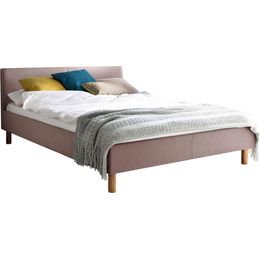 Meise M&ouml;bel Polsterbett MEISE.M&Ouml;BEL "Lena in verschiedenen Breiten und Farben erh&auml;ltlich", rosa (altrosa), L:205cm, Bezug Bett: Strukturstoff (100% Polyester), Betten, Polsterbett, Breite 120cm & 140cm, mit Holzf&uuml;&szlig;en