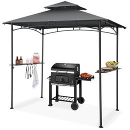TecTake&reg; Grillpavillon, wetterfest mit UV-Schutz, seitliche Gitterablagen und 6 Haken, 240 x 150 x 250 cm
