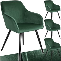 TecTake&reg; Esszimmerstuhl, gepolstert, in Samtoptik, schwarze Stahlbeine, 58 x 62 x 82 cm
