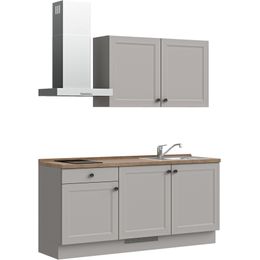 K&uuml;che Nobilia "Cascada I", NEU: individuell anpassbar mit gratis Profi-Beratung", grau (k&uuml;che: grau, korpus: lacklaminat steingraufarben, arbeitsplatte: eiche havanna nachbildung), B:180,3cm H:216,6cm T:60cm, Komplettk&uuml;chen-Sets, vormontiert, Breite 180 cm, Ausrichtung w&auml;hlbar, wahlw. mit E-Ger&auml;ten