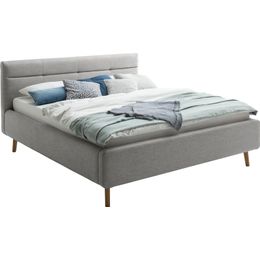 Meise M&ouml;bel Polsterbett MEISE.M&Ouml;BEL "Lotte", grau, L:217cm, Bezug Bett: Strukturstoff (100% Polyester), Betten, Polsterbett, mit Lattenrost und Bettkasten