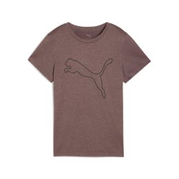 Trainingsshirt Puma "W TAD ESSENTIAL HEATHER LOGO TEE", Damen, Gr. M, raisin heather, Jersey, Obermaterial: 100% Polyester, regular fit normal, Rundhals, Shirts, Kurzarm, sportliches T-Shirt, f&uuml;r sportliche Aktivit&auml;ten