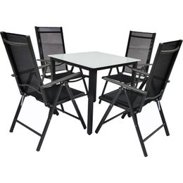 Garten-Essgruppe Vcm "5 tlg. Alu Gartenset Sitzgruppe Tisch St&uuml;hle 80 MA", schwarz (anthrazit), B:80cm T:80cm, Obermaterial: 100% Metall MT., Sitzm&ouml;bel-Sets