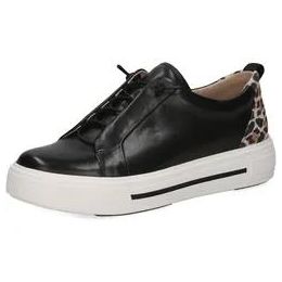Slip-On Sneaker Caprice, Damen, Gr. 38, schwarz, Leder, Schuhe, Halbschuh, Freizeitschuh, Slipper mit Gummiz&uuml;gen