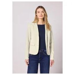 Kurzblazer Street One, Damen, Gr. 36, soft beige, Stoff, 70% Polyester, 27% Viskose, 3% Elasthan, gestreift, normal normal, V-Ausschnitt, abgesteppt, Blazer Kurzblazer, im Blazer-Style