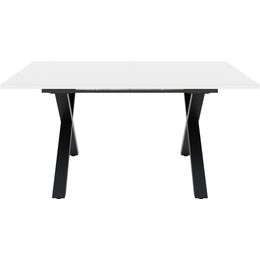 M&auml;usbacher Esstisch M&Auml;USBACHER, schwarz feinstruktur, glas ice wei&szlig; glanz, schwarz feinstruktur, glas ice wei&szlig; glanz, H:75cm, Tische, Esstisch, Esstisch ausziehbar auf 210 cm, eckige Tischform, Gestell X-Form