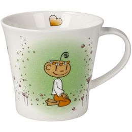 Tasse Goebel "Coffee-/Tea Mug Der kleine Yogi- Danke", bunt, B:10,5cm H:9,5cm, Porzellan, Trinkgef&auml;&szlig;e, Tasse