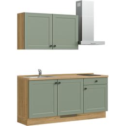 K&uuml;che Nobilia "Cascada I", NEU: individuell anpassbar mit gratis Profi-Beratung", gr&uuml;n (k&uuml;che: gr&uuml;n, korpus: lacklaminat schilffarben, arbeitsplatte: eiche sierra nachbildung), B:180,3cm H:216,6cm T:60cm, Komplettk&uuml;chen-Sets, vormontiert, Breite 180 cm, Ausrichtung w&auml;hlbar, wahlw. mit E-Ger&auml;ten
