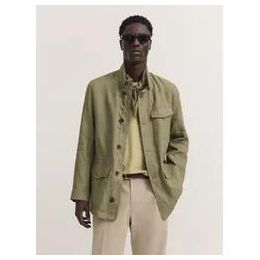 Kurzjacke Bugatti "Regular Fit", Herren, Gr. 48, beige (180, oliv), 100% Leinen, unifarben, regular fit, Jacken Kurzjacke, Pure linen mit Stehkragen