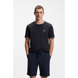 T-Shirt BOSS Green "Taul", Herren, Gr. S, blau (dunkelblau402), Single Jersey, Obermaterial: 92% Baumwolle, 8% Elasthan, regular fit normal, Rundhals, Rippb&uuml;ndchen, Shirts T-Shirt, aus softem Stretch-Baumwoll-Piqu&eacute;, Regular Fit, K&uuml;hlend