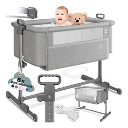 Kesser&reg; Zustellbett Hubi 3in1 Baby Beistellbett Reisebett Babybett mit weich Matratze, mit Rollen Kinderbett, 5-fach H&ouml;henverstellung, Faltbare Seitenwand f&uuml;r zu Hause und unterwegs