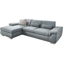 Ecksofa DIE PLANBAR "MP-IN17041 L-Form", grau (steel), B:325cm H:85cm T:195cm, 100% Polyester, Sofas, Ecksofa, mit Sitztiefenverstellung, optional Kopfteilverstellung & Bettfunktion