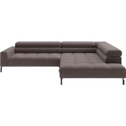 Ecksofa Home Affaire "Claya, 311 cm breit, L-Form, inkl. Kopfteilverstellung", mocca, B:311cm H:71cm T:219cm, 100% Polyester, Sofas, Ecksofa, wahlweise elektrischer Sitzvorzug