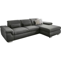 Ecksofa DIE PLANBAR "MP-IN17041 L-Form", grau (anthrazit), B:325cm H:85cm T:195cm, 100% Polyester, Sofas, Ecksofa, mit Sitztiefenverstellung, optional Kopfteilverstellung & Bettfunktion