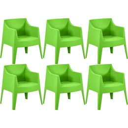 CLP Gartenstuhl 6er Set stapelbar Bartal, Stapelst&uuml;hle aus Kunststoff wetterfest UV-best&auml;ndig, Gartensessel bis 150 kg belastbar