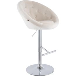 CLP Barhocker h&ouml;henverstellbar mit Lehne London, Barstuhl gepolstert Samtbezug, Tresenstuhl mit Metallgestell 360&deg; drehbar