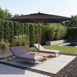 Gastronomie Holz-Sonnenschirm MCW-C57b, Gartenschirm, Polyester/Holz 29kg, eckig 4x4m Seilzug sto&szlig;sicher ~ anthrazit