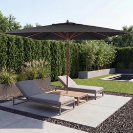 Gastronomie Holz-Sonnenschirm MCW-C57b, Gartenschirm, Polyester/Holz 14kg, eckig 3x3m Seilzug sto&szlig;sicher ~ anthrazit