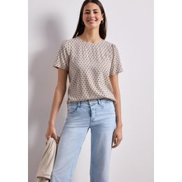 Blusenshirt Street One, Damen, Gr. 44, clay sand, Stoff, 100% Viskose, gepflegt, normal normal, Rundhals, abgesteppt, Shirts Blusenshirt, aus softer Viskose