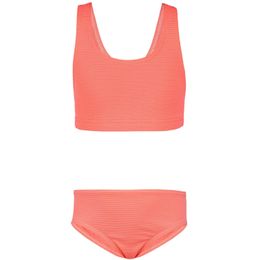 Bustier-Bikini AQUARTI "Bikini M&auml;dchen Sport Bikini Racerback Bustier & Bikinislip", M&auml;dchen, Gr. 164, N-Gr, orange (jacquard punkte orange), Obermaterial: 80% Polyamid PA. 20% Elasthan EL., Bikini-Sets