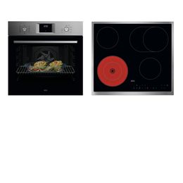 AEG Backofen-Set "HH25BSM", Energieeffizienz: A+ (A+++-D), schwarz, Herdsets, Hei&szlig;luft: Gleichm&auml;&szlig;iges Garen auf 3 Ebenen: ideal f&uuml;r Mehrblech‑Backen, Topseller