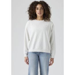 Levi's Sweatshirt LEVI'S "EVERYDAY CREW SWEATSHIRT", Damen, Gr. M (38), orbit heather gray brushed fleece, Sweatware, Obermaterial: 58% Baumwolle, 42% Polyester, unifarben, regular fit normal, Rundhals, B&uuml;ndchen, Sweatshirts Sweatshirt, mit kleinem Logo auf der Brust