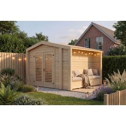Gartenhaus Weka "Killarney", naturbelassen, ohne Fu&szlig;boden, ohne Dacheindeckung, Massivholz, Gartenh&auml;user, Gartenhaus, Doppelt&uuml;r mit Lamellen, inkl. Sitztruhe