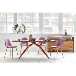 Esstisch Sit, braun (natur, antikbraun, antikbraun, natur), B:240cm H:73cm T:100cm, Platte Wildeiche ge&ouml;lt, Gestell Metall, Tische, Esstisch, Design-Gestell im industriellen Antiklook