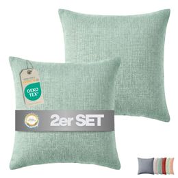 Inspinovia Outdoor Kissen 2er Set inkl. F&uuml;llung 45 x 45 cm Mint, nachhaltig und OEKO-TEX zertifiziert