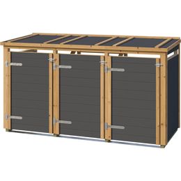 M&uuml;lltonnenbox Weka "Killarney", anthrazit, B:230cm H:127cm T:92cm, Massivholz, Aufbewahrungsboxen, Metall pulverbeschichtet, f&uuml;r 3 M&uuml;lltonnen, BxTxH: 230x92x127 cm