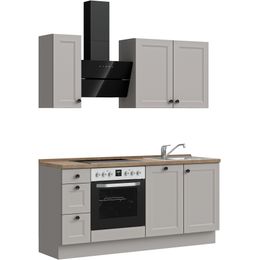 K&uuml;chenzeile Nobilia "Cascada II", NEU: individuell anpassbar mit gratis Profi-Beratung", grau (k&uuml;che: grau, korpus: lacklaminat steingraufarben, arbeitsplatte: eiche havanna nachbildung), B:180,3cm H:216,6cm T:60cm, Komplettk&uuml;chen-Sets, K&uuml;chenzeile, vormontiert, Breite 180 cm, Ausrichtung w&auml;hlbar, wahlw. mit E-Ger&auml;ten