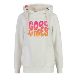 Kapuzenpullover SALZHAUT "Hoodie S&Uuml;NN - GOOD VIBES", Damen, Gr. XL, wei&szlig; (sanftes wei&szlig;), Obermaterial: 55% Baumwolle CO. 45% Polyester PES., Pullover Kapuzenpullover