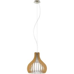 Eglo H&auml;ngeleuchte "Tindori Pendelleuchte, Vintage, E27, H&auml;ngeleuchte, Stahl, Holz, Glas", silberfarben, 1, &Oslash; 50cm H: 150cm, 1 Stk., Leuchten, H&auml;ngeleuchte - H150 x &Oslash;50 cm - nickel-matt - 1X60W exkl., H&auml;ngeleuchte