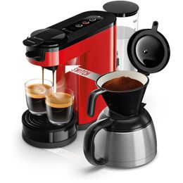 PHILIPS SENSEO Kaffeepadmaschine "Switch HD6592/64, 2-in-1 Pad und Filterkaffee", rot, 1 l, 7, Kaffeemaschinen, aus 26% rec. Plastik