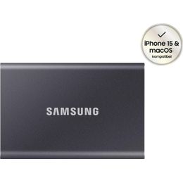 Samsung SSD-Festplatte "Portable SSD T7", grau, 2 TB, Schreibgeschwindigkeitmaximal 1000 MB/s Lesegeschwindigkeitmaximal 1050 MB/s, Festplatten