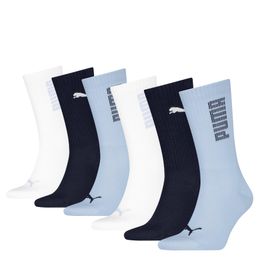 Socken Puma "UNISEX RIB LOGO CREW SOCK", Herren, Gr. 35-38, blau, Baumwollmischung, elastisch, Socken Socken, mit Logo- und Logoschriftzug