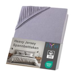 NYVI Spannbettlaken DreamScience Heavy Jersey - Spannbetttuch, Formstabil, 160g/m&sup2;, Rundum-Gummizug, B&uuml;gelfrei Farbe:grau;Gr&ouml;&szlig;e:120x200 - 130x200 cm