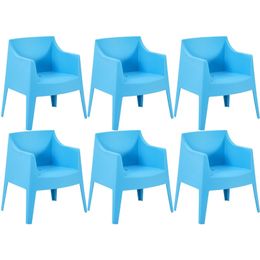 CLP Gartenstuhl 6er Set stapelbar Bartal, Stapelst&uuml;hle aus Kunststoff wetterfest UV-best&auml;ndig, Gartensessel bis 150 kg belastbar