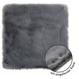 Stuhlkissen LUXOR living "Sitzauflage Novara, Kunstfell", grau (grafit, felloptik unifarben), B:40cm H:3cm L:40cm, Polyester, Dekokissen_Sitzkissen_Kissenh&uuml;llen, Stuhlkissen, ungepolstert, sehr weich, rund & eckig, auch als 4er Set, waschbar