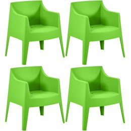 CLP Gartenstuhl 4er Set stapelbar Bartal, Stapelst&uuml;hle aus Kunststoff wetterfest UV-best&auml;ndig, Gartensessel bis 150 kg belastbar
