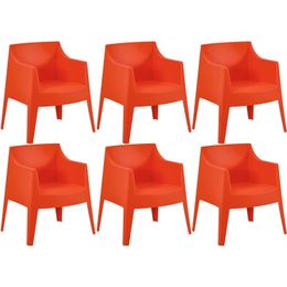 CLP Gartenstuhl 6er Set stapelbar Bartal, Stapelst&uuml;hle aus Kunststoff wetterfest UV-best&auml;ndig, Gartensessel bis 150 kg belastbar