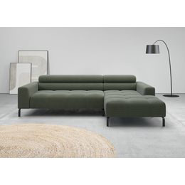 Ecksofa Home Affaire "Claya, 258 cm breit, L-Form, Kopfteilverstellung", oliv, B:258cm H:71cm T:179cm, 95% Polyester, 5% Nylon, Sofas, Ecksofa, Moderne Steppung, weicher Polsteraufbau & saugroboterfreundliche H&ouml;he