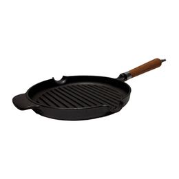 Grillpfanne RONNEBY BRUK "Maestro, Pfanne, &Oslash; 25 cm, mit Holzgriff", schwarz, mit eichenholzgriff, B:25cm H:7,5cm L:51cm, Pfannen