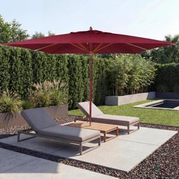 Gastronomie Holz-Sonnenschirm MCW-C57b, Gartenschirm, Polyester/Holz 29kg, eckig 4x4m Seilzug sto&szlig;sicher ~ bordeaux