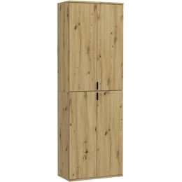 Garderobenschrank Home Affaire "Trondheim, H&ouml;he 193 cm, 4 T&uuml;ren, 9 F&auml;cher, 7 Einlegeb&ouml;den", braun (nox, oak, nachbildung), B:61cm H:193cm T:34cm, FSC-zertifizierter Holzwerkstoff, Schr&auml;nke, Garderobenschrank