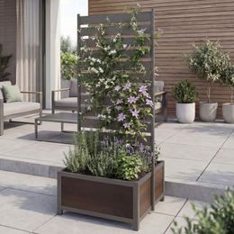 Aluminium Beet mit Rankgitter MCW-P97, Blumenkasten Pflanzk&uuml;bel Spalier, 110x60x75cm ~ grau